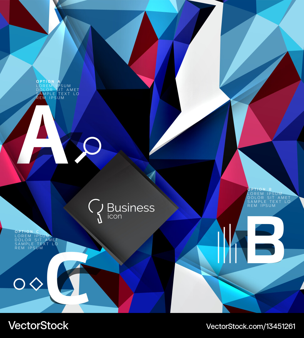 3d polygonal object triangles abstract background Vector Image