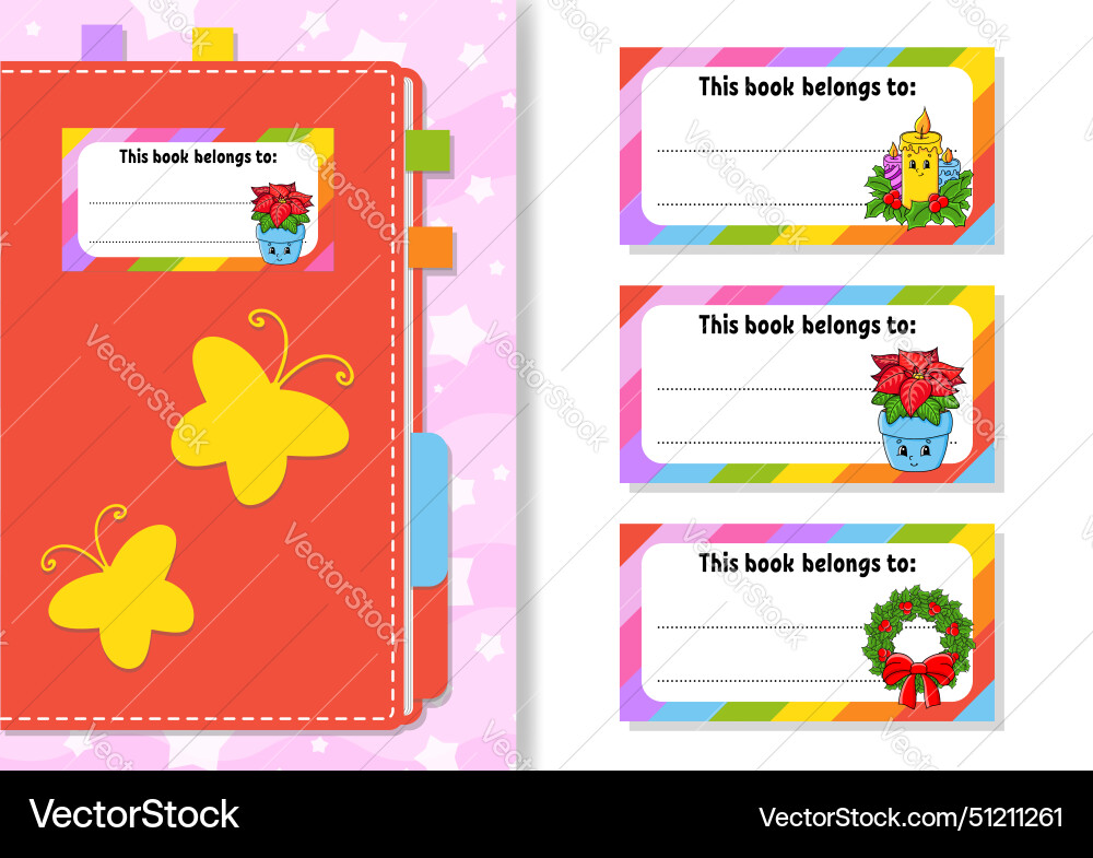 Book label stickers for kids the rectangular Vector Image