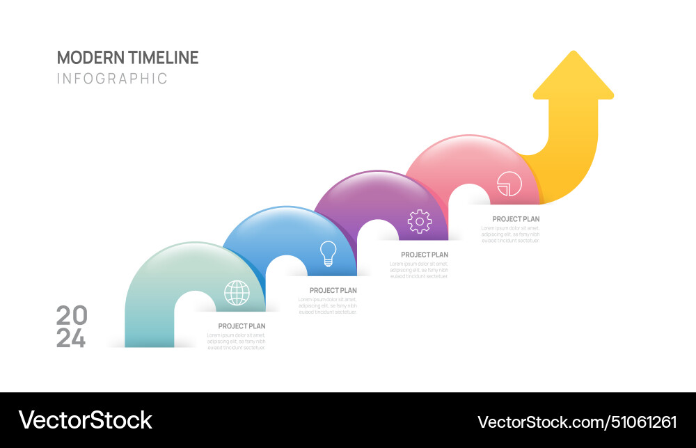 Business infographic upward arrow timeline Vector Image