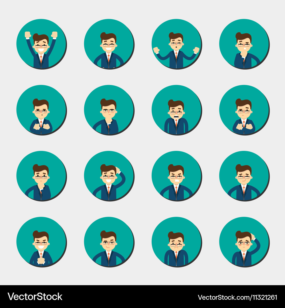 Cartoon young man expressing different emotions Vector Image