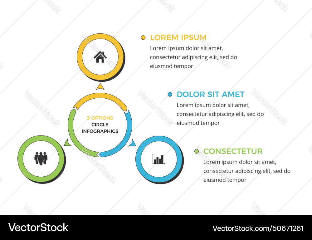 Circle diagram template - three elements Vector Image