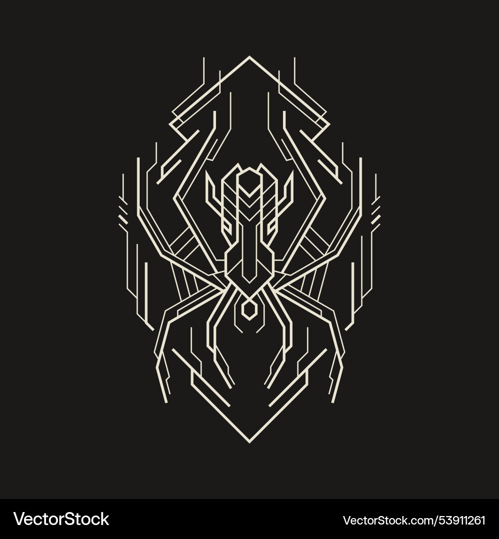Geometry mythical spider badge Royalty Free Vector Image