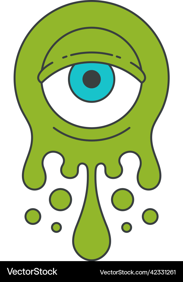 Green liquid alien melting germ microbus with eye Vector Image