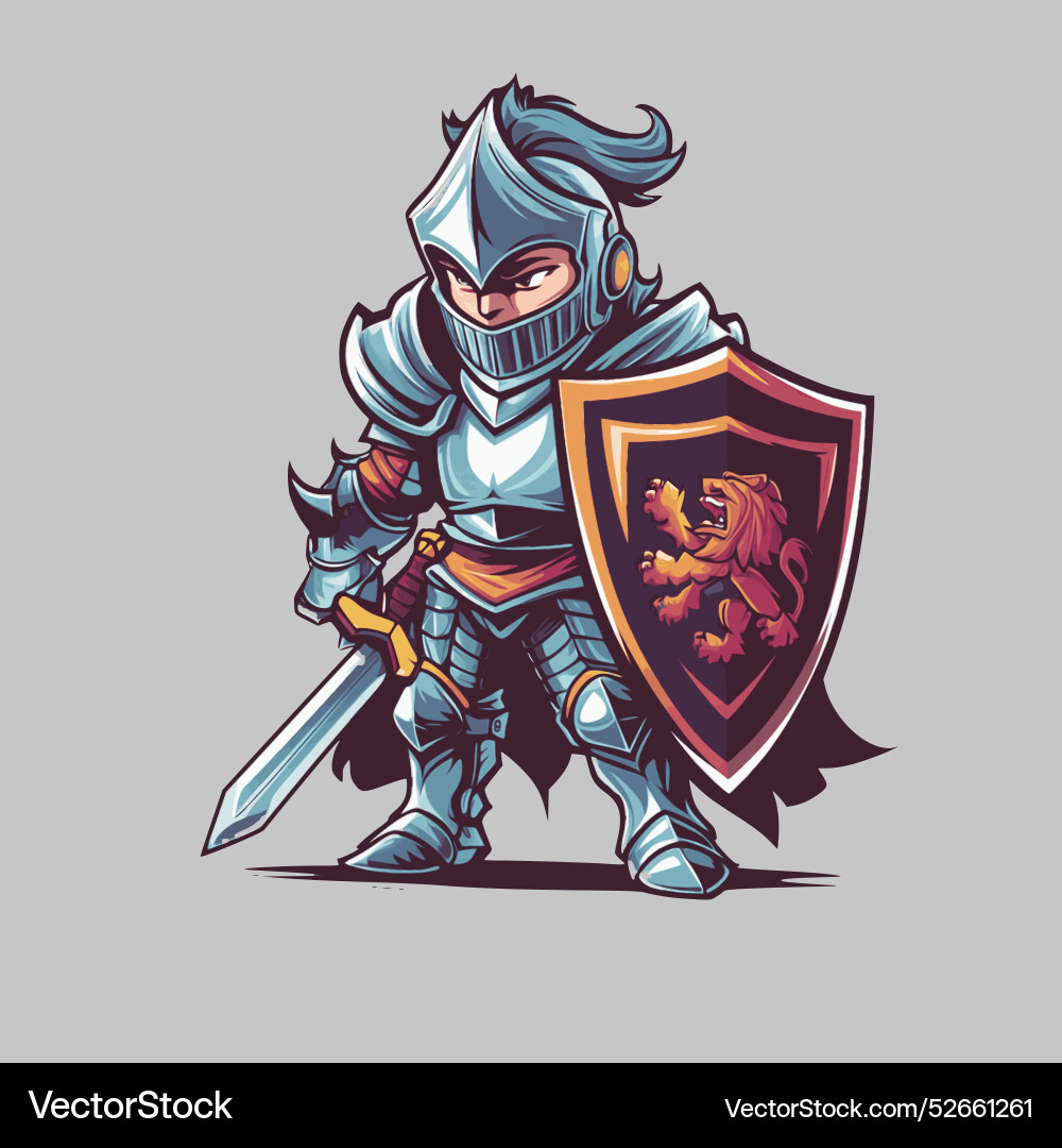 Knight hold sword and shield design logo Vector Image