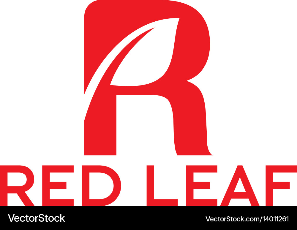 Letter r red leaf logo Royalty Free Vector Image