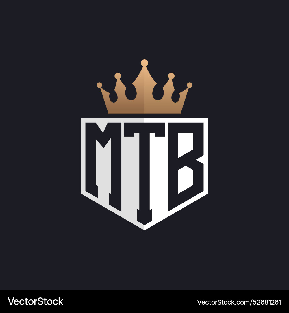 Luxury mtb logo with crown elegant initials Vector Image