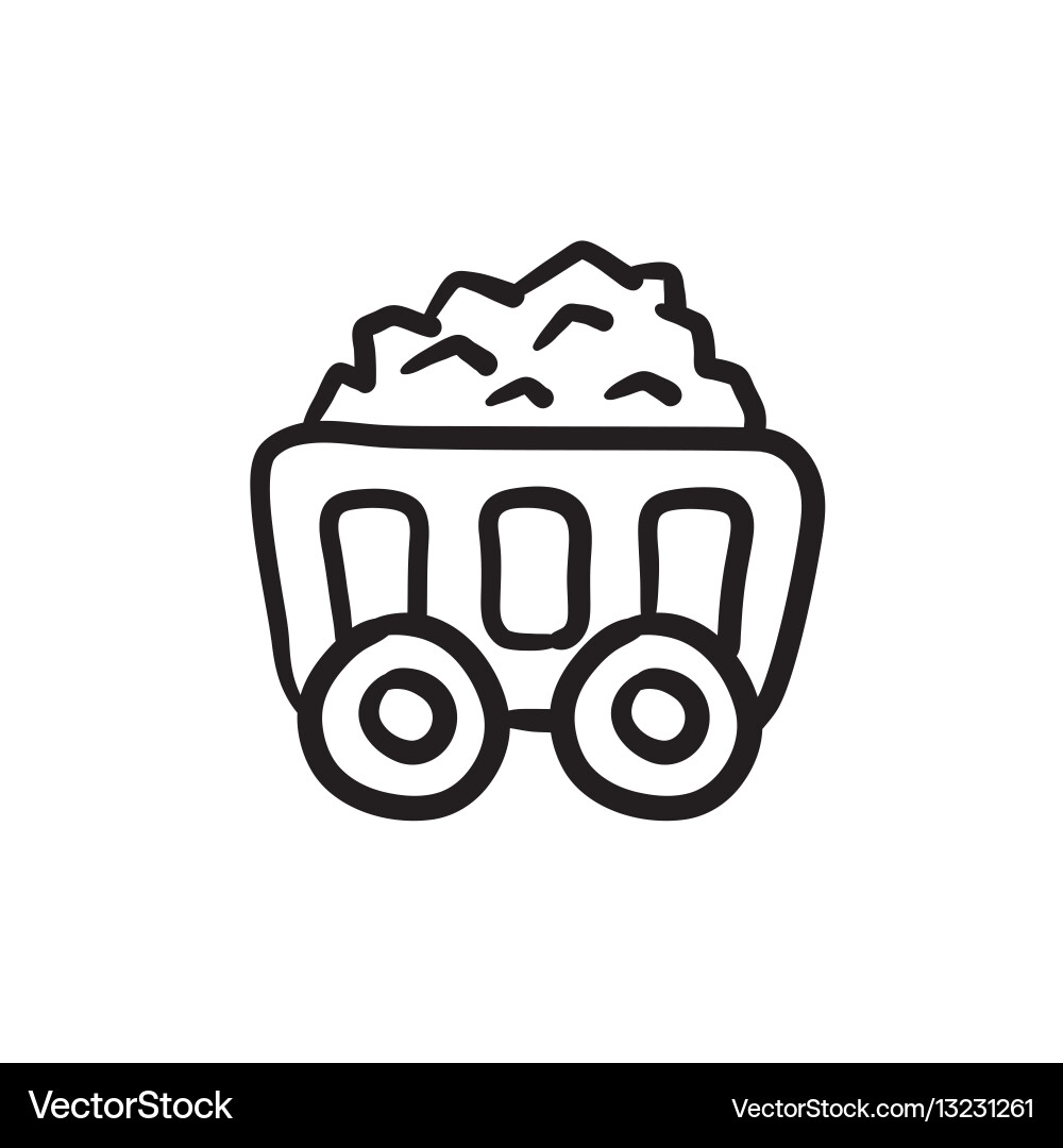Mining coal cart sketch icon Royalty Free Vector Image