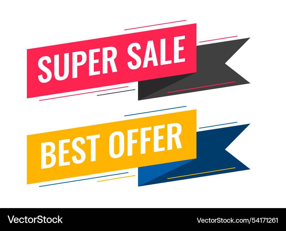 Modern sale ribbon banner set Royalty Free Vector Image
