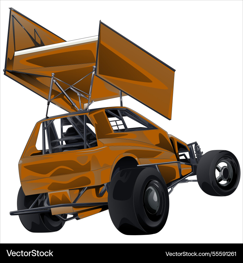 Orange drag racing car with grey strip Royalty Free Vector