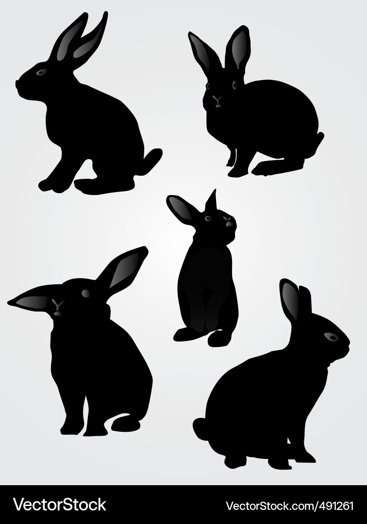 Rabbit Silhouettes Collection Royalty Free Vector Image