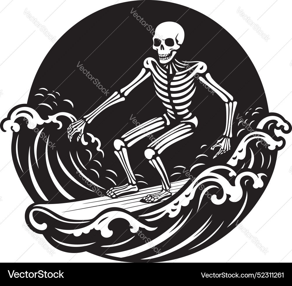 Skeleton surf express cartoon logo wave carver Vector Image