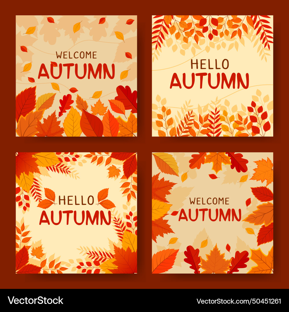 Welcome autumn social media post design Royalty Free Vector