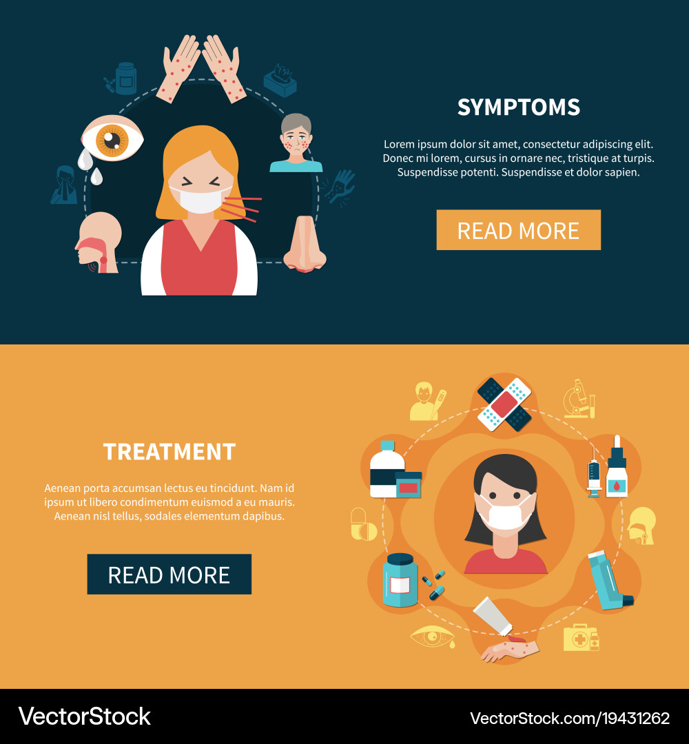 Allergy Symptoms & Treatment Banners Vector Image