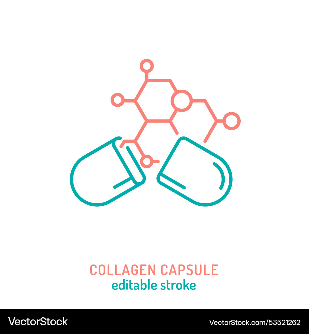Collagen capsule line icon connective tissue – Royalty-Free Vector ...