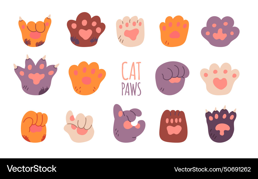 Cute cat paws set Royalty Free Vector Image - VectorStock