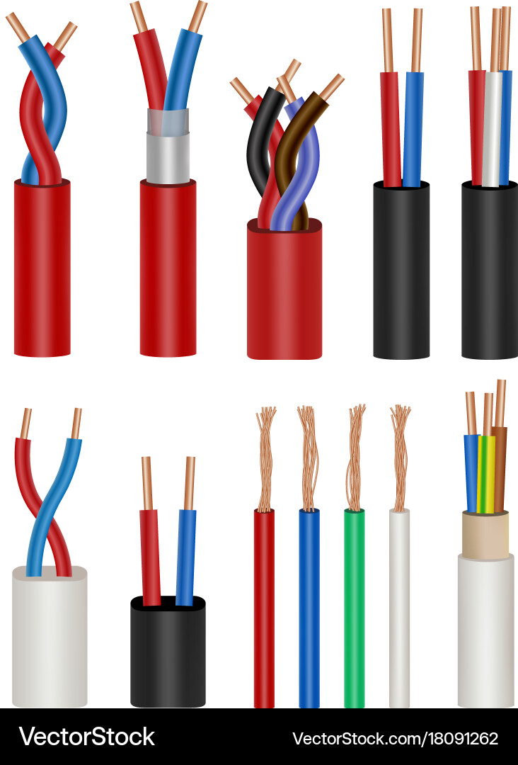 Electrical cable icon set Royalty Free Vector Image