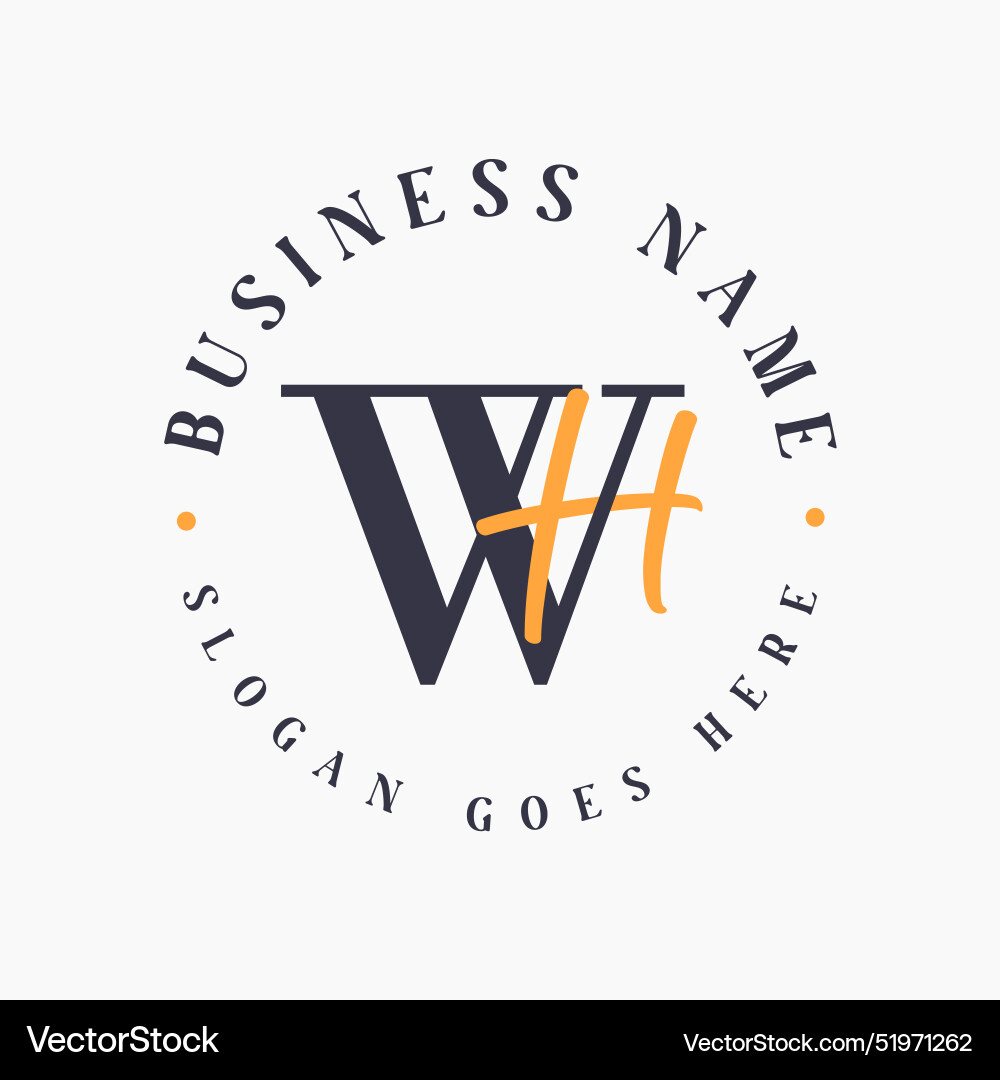 Elegant letter wh initials logo for corporate Vector Image