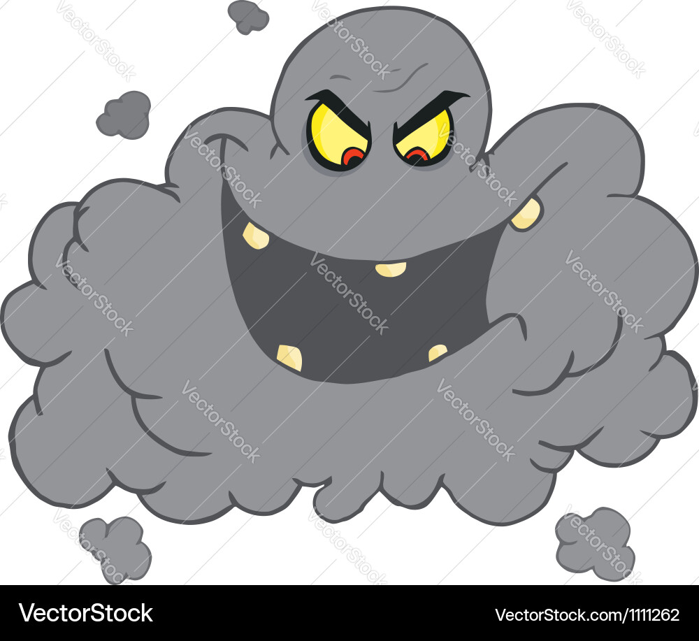 Evil ash cloud laughing Royalty Free Vector Image
