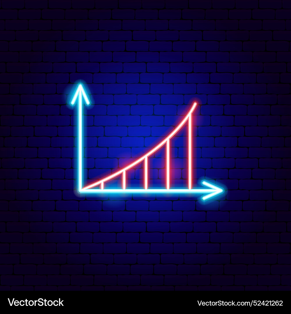Evolution graph neon sign Royalty Free Vector Image