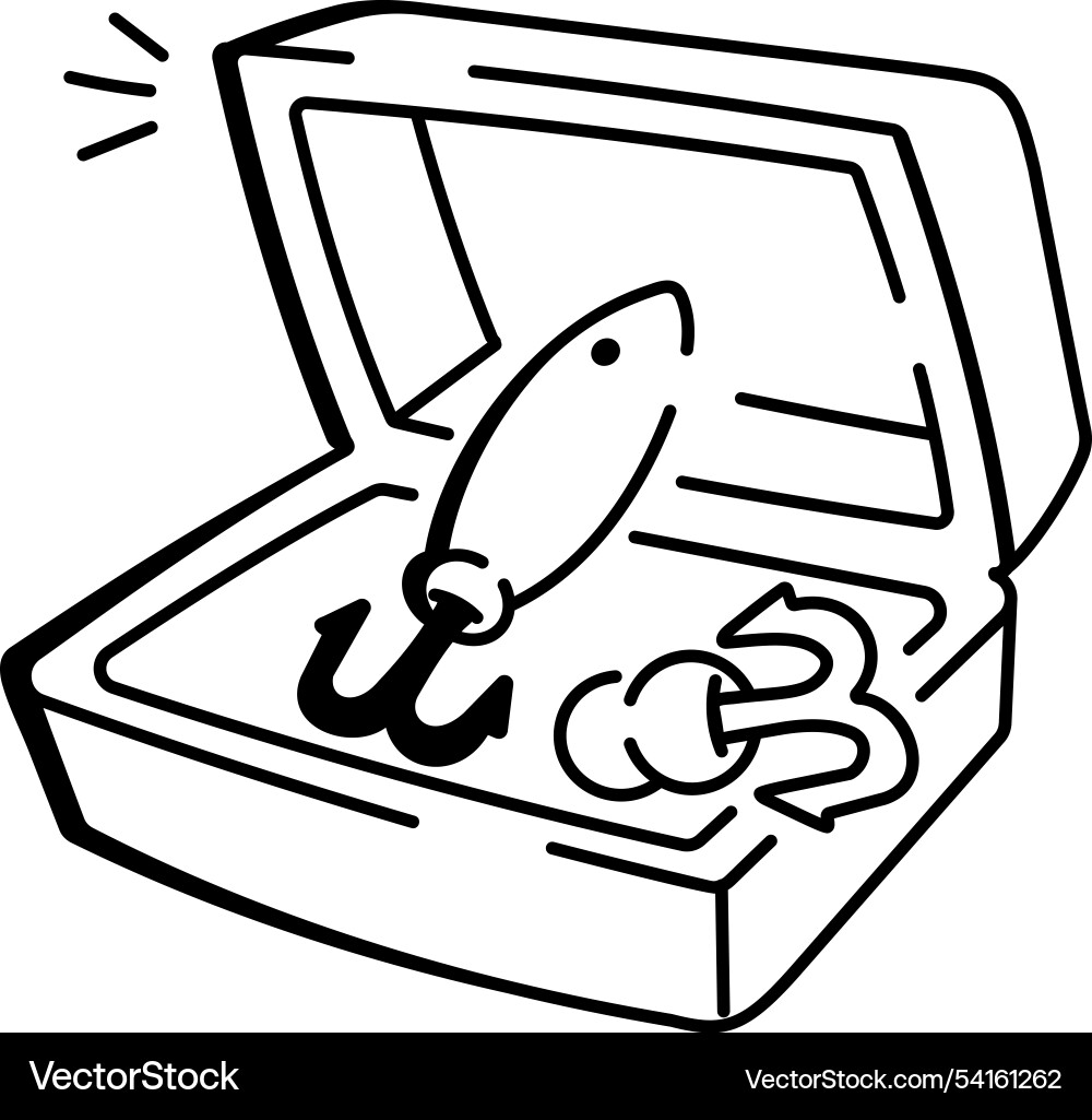 Fishing kit icon in sketchy style Royalty Free Vector Image