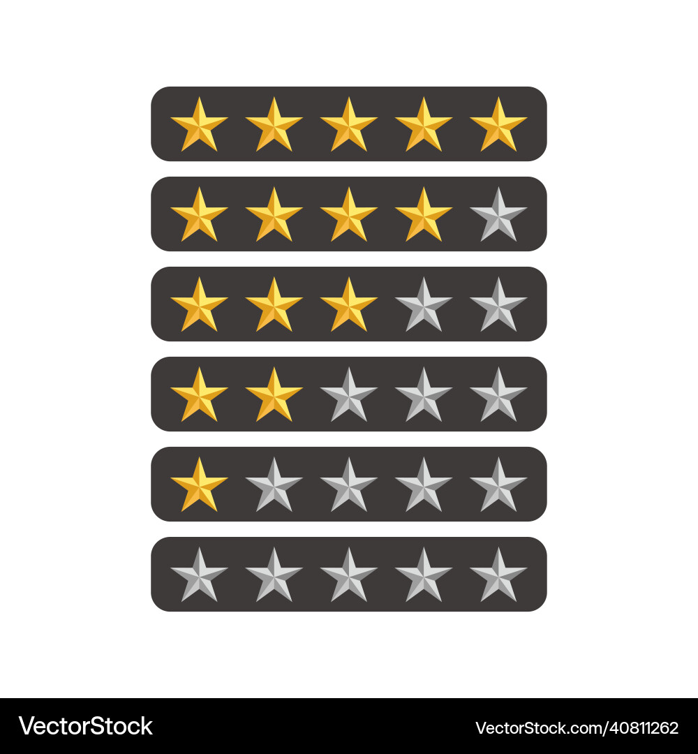 Five star rating set symbols icon Royalty Free Vector Image