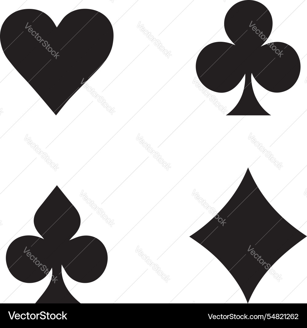 Four classic playing card suits against Royalty Free Vector