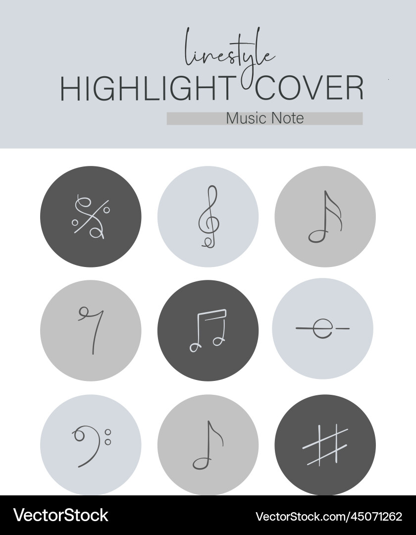 Instagram highlight cover music note Royalty Free Vector