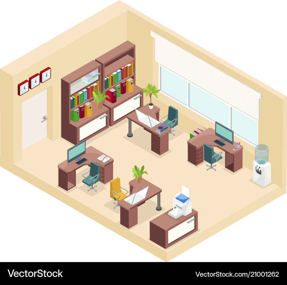 Isometric office workplace concept Royalty Free Vector Image
