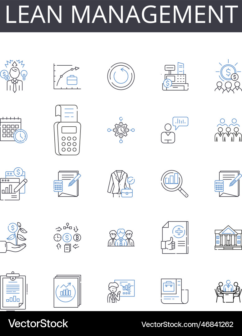 Lean Management Linie Icons Sammlung Shopping Vektorbild