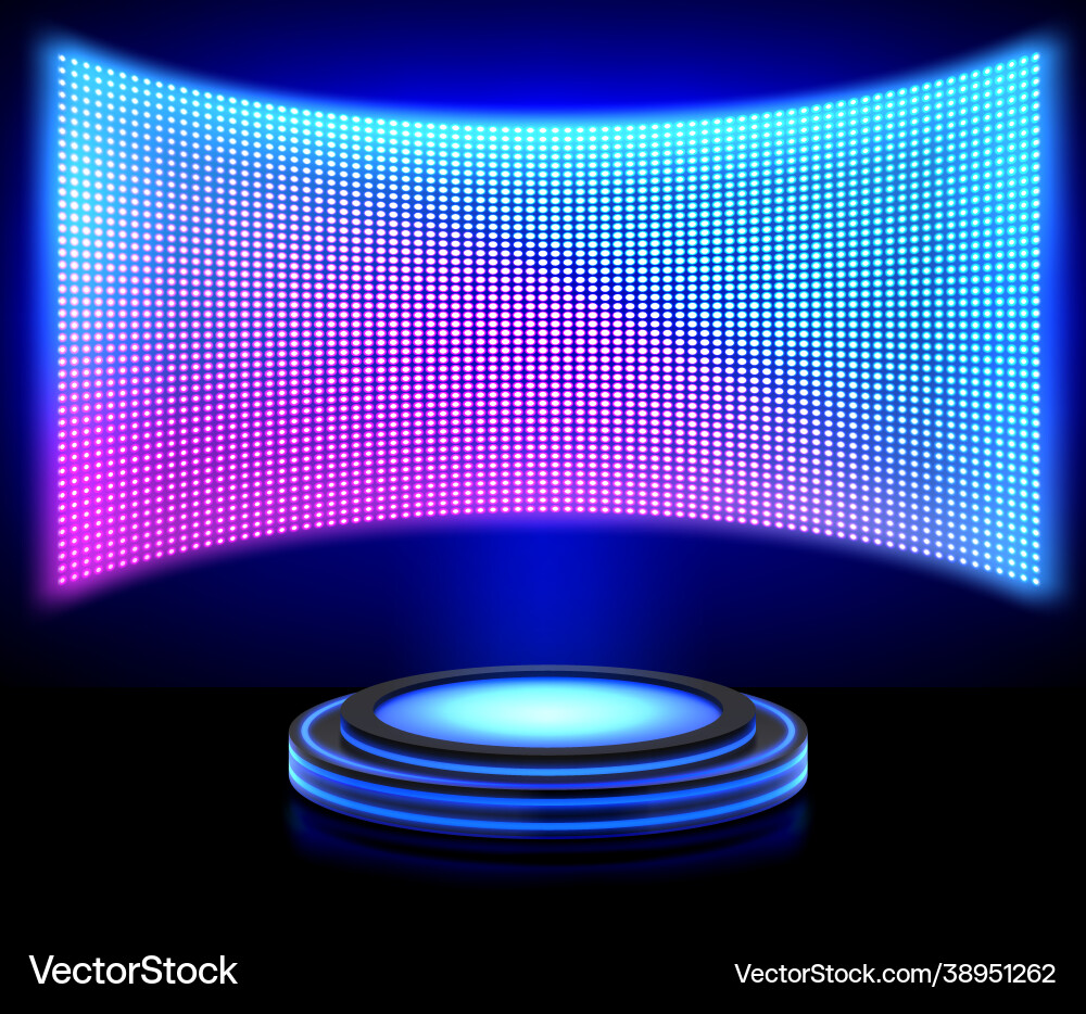 Led video wall screen with glowing lights Vector Image