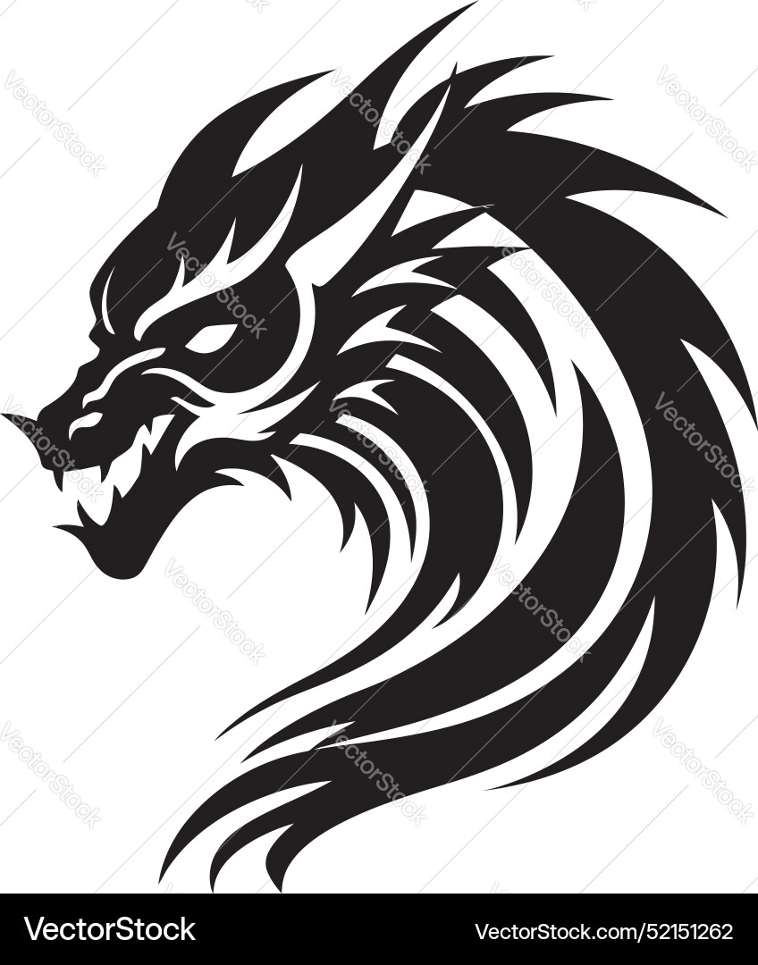 Legendary flame head logo design with dragon Vector Image