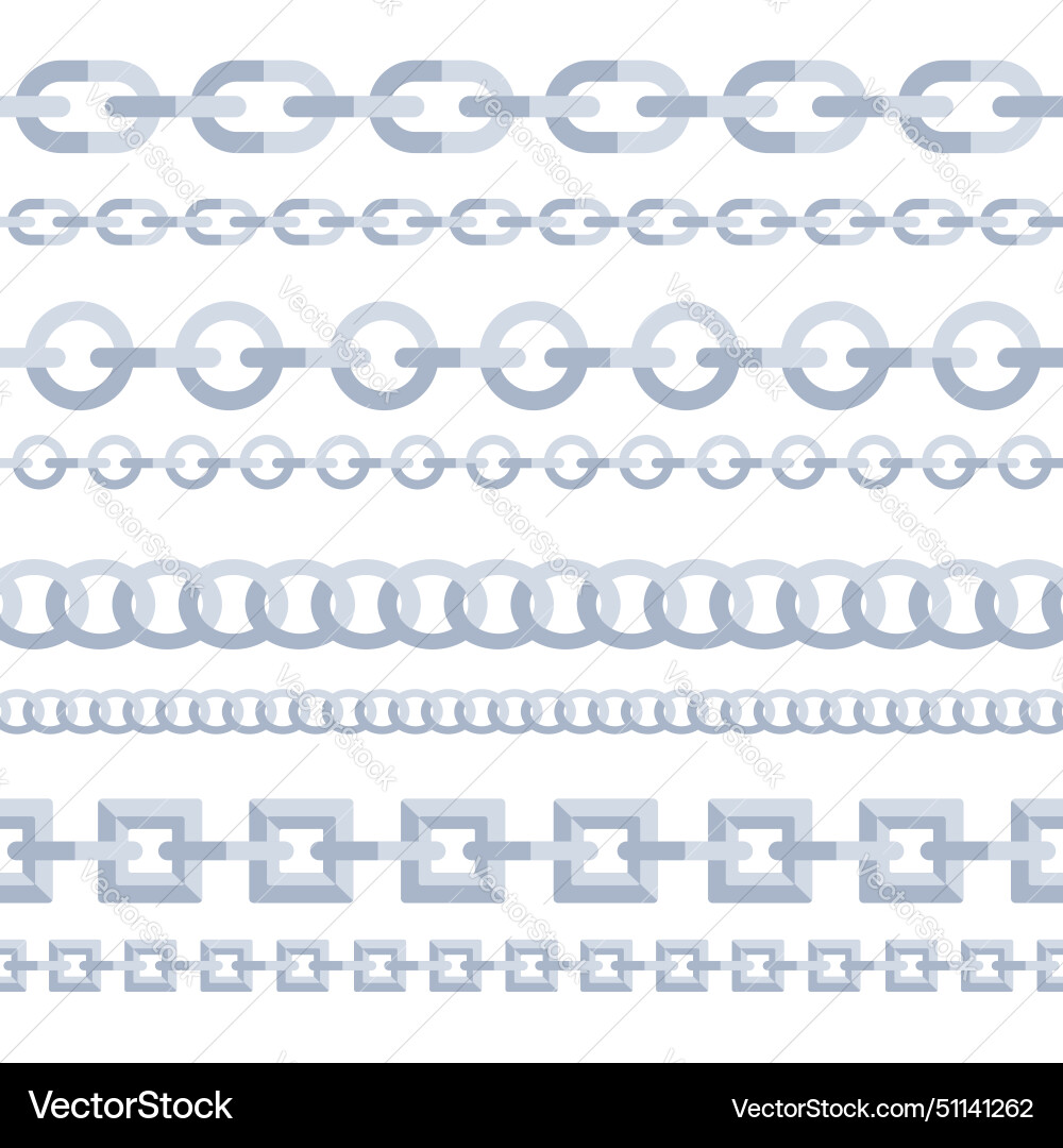 Metal chains big set vertical chain for fabric Vector Image