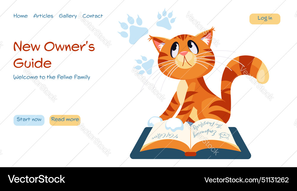 New owners guide webpage Royalty Free Vector Image