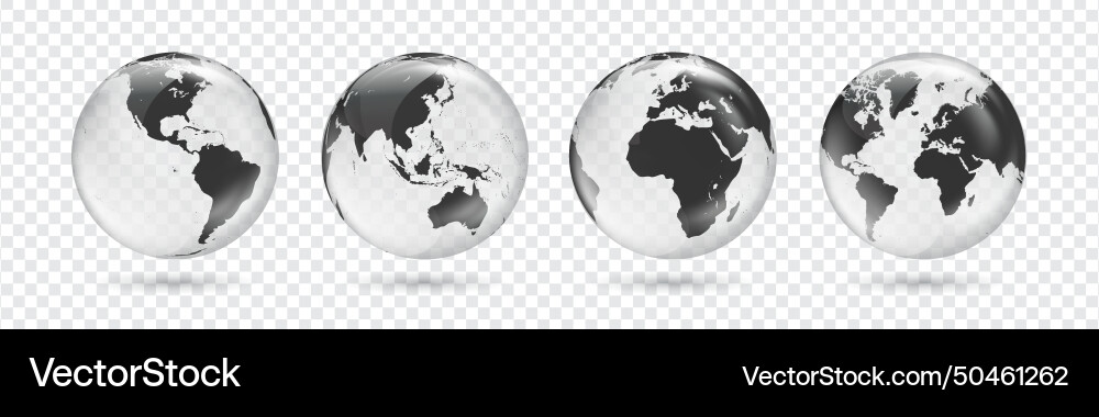 Set of transparent globes earth realistic Vector Image Set of transparent globes earth realistic Vector Image