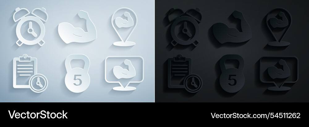 Set weight bodybuilder muscle sport training Vector Image