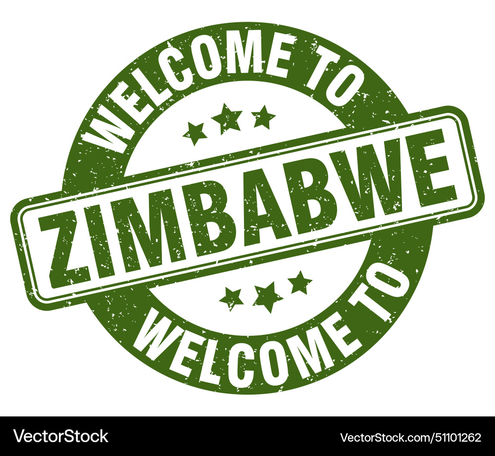 Welcome to zimbabwe stamp round sign Royalty Free Vector