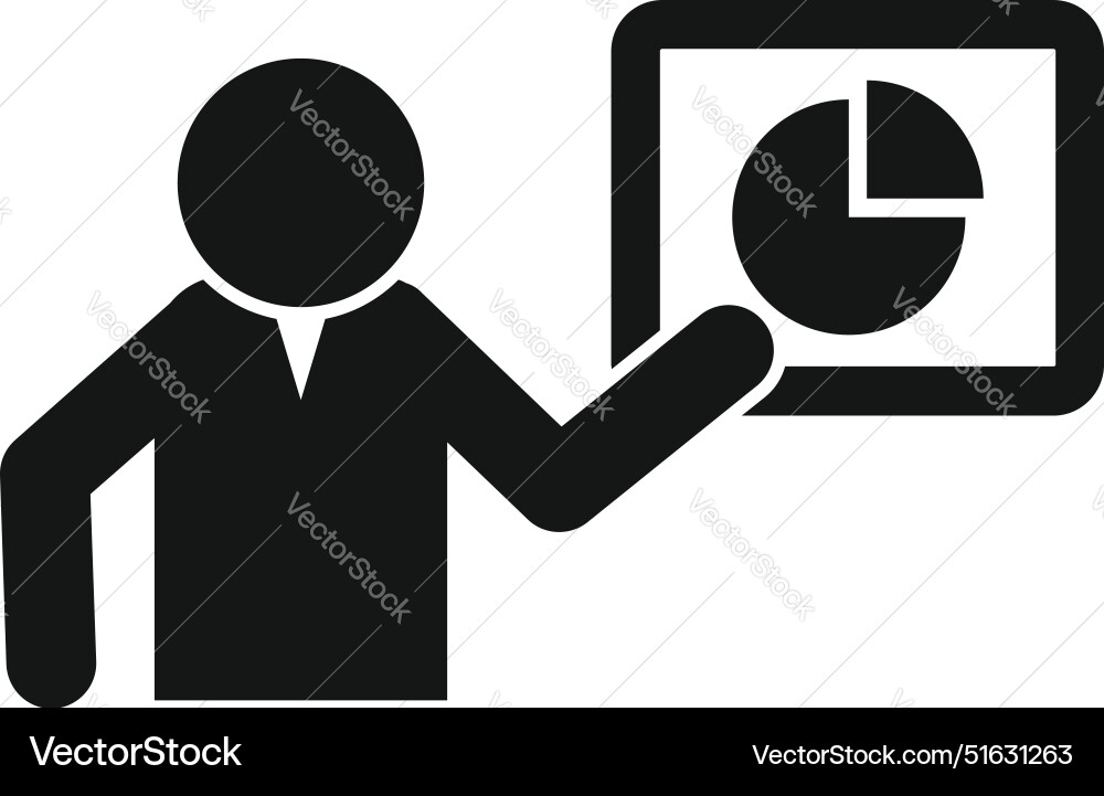 Businessman showing business chart icon presenting