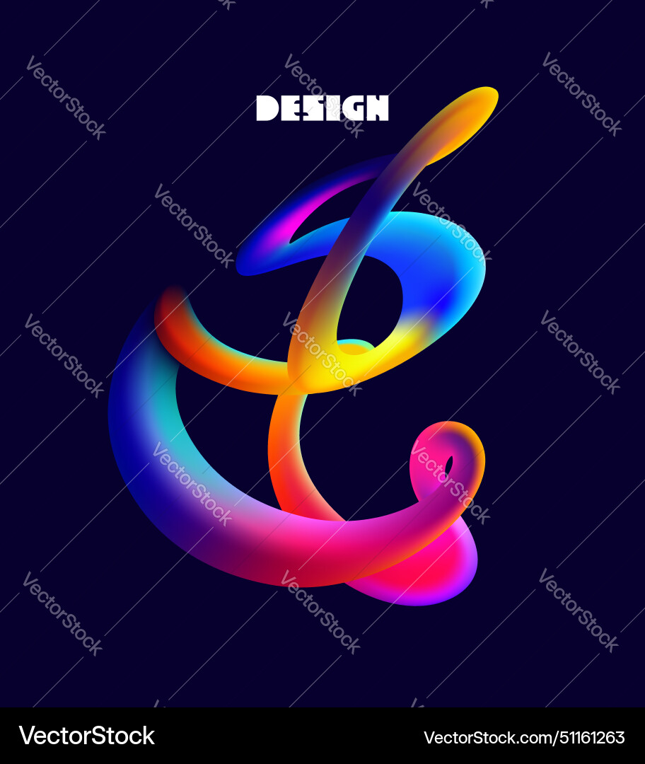 Colorful 3d liquid lines wavy geometric shapes Vector Image