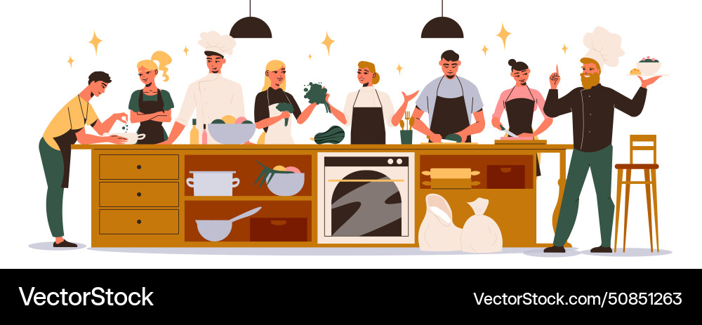 Culinary classes flat composition Royalty Free Vector Image