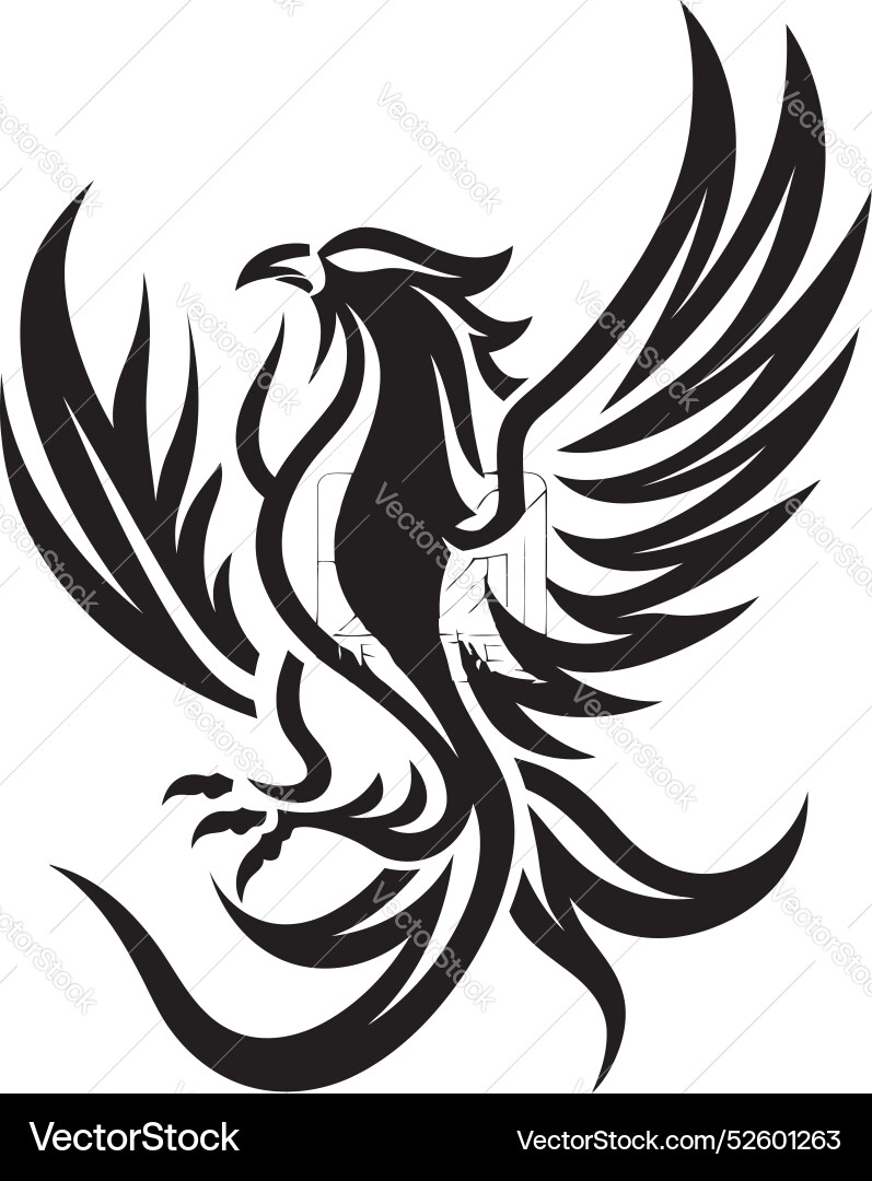 Eternal phoenix hand drawn symbol Royalty Free Vector Image