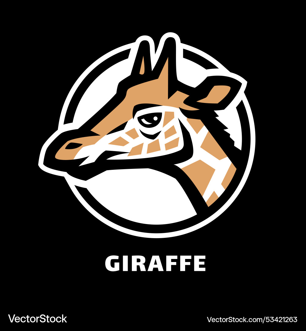 Giraffe head logo symbol on a dark background Vector Image