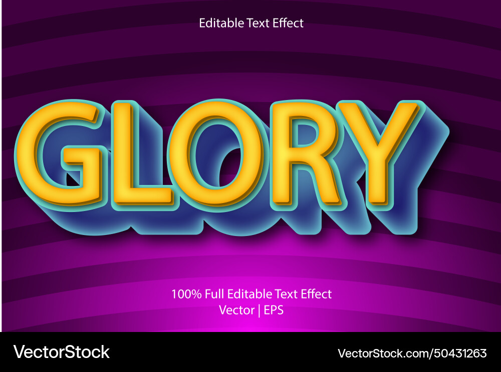 Glory editable text effect retro style Royalty Free Vector