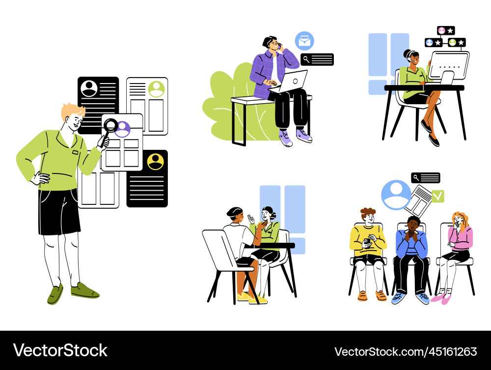 Hiring on work set Royalty Free Vector Image - VectorStock