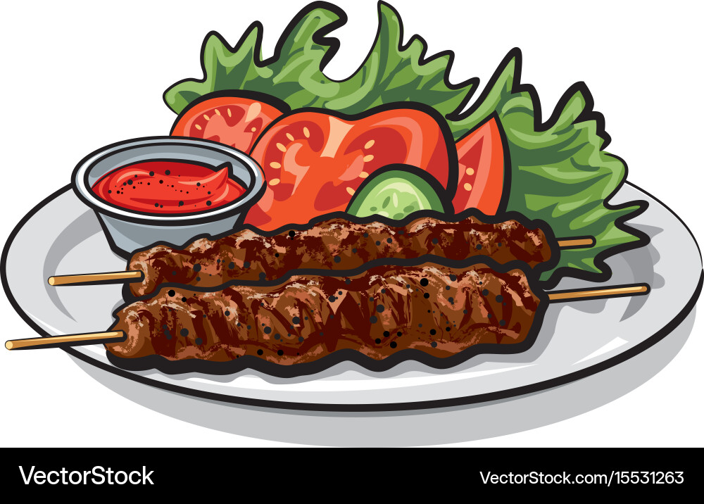 Hot grilled kebab Royalty Free Vector Image - VectorStock