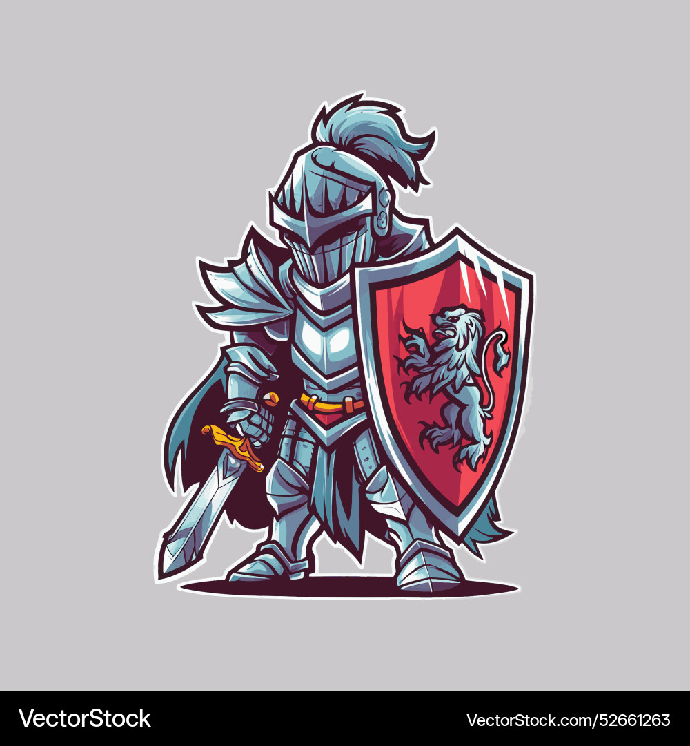 Knight hold sword and shield design logo Vector Image