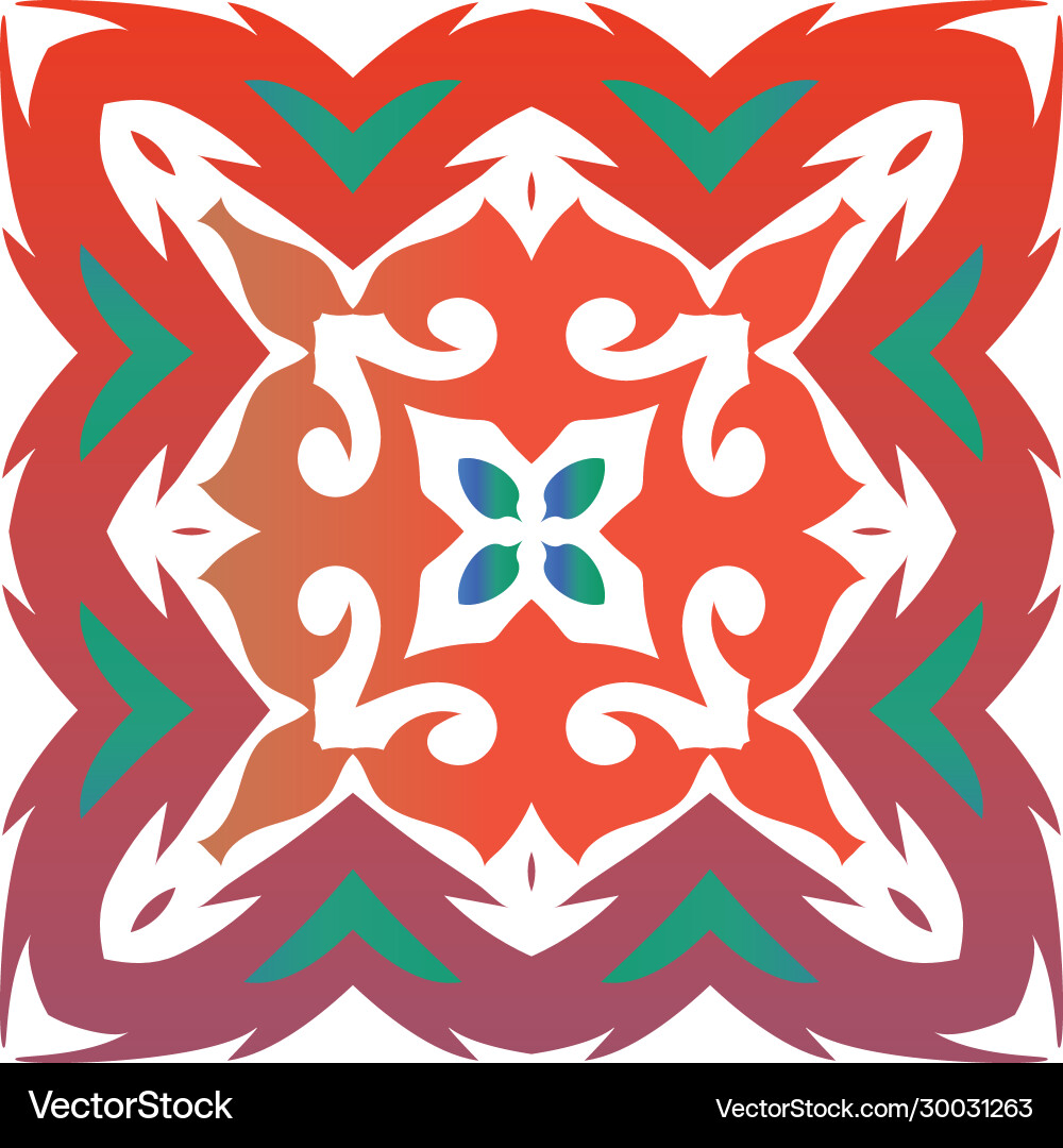 Ornamental motive in colored ceramic tiles Vector Image