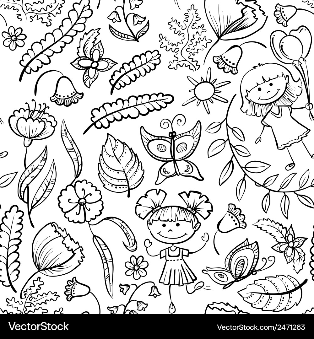 Pattern with kids Royalty Free Vector Image - VectorStock