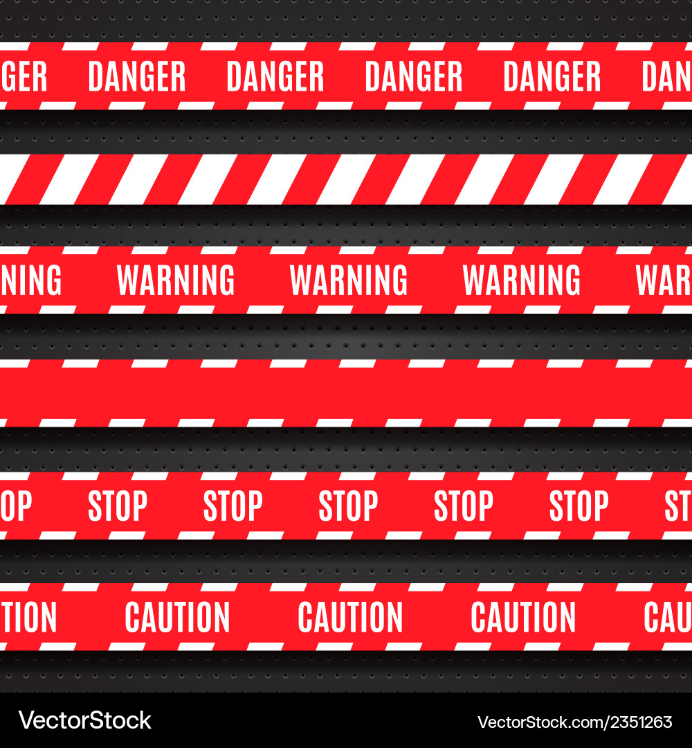 Set of red warning tapes on dark background Vector Image