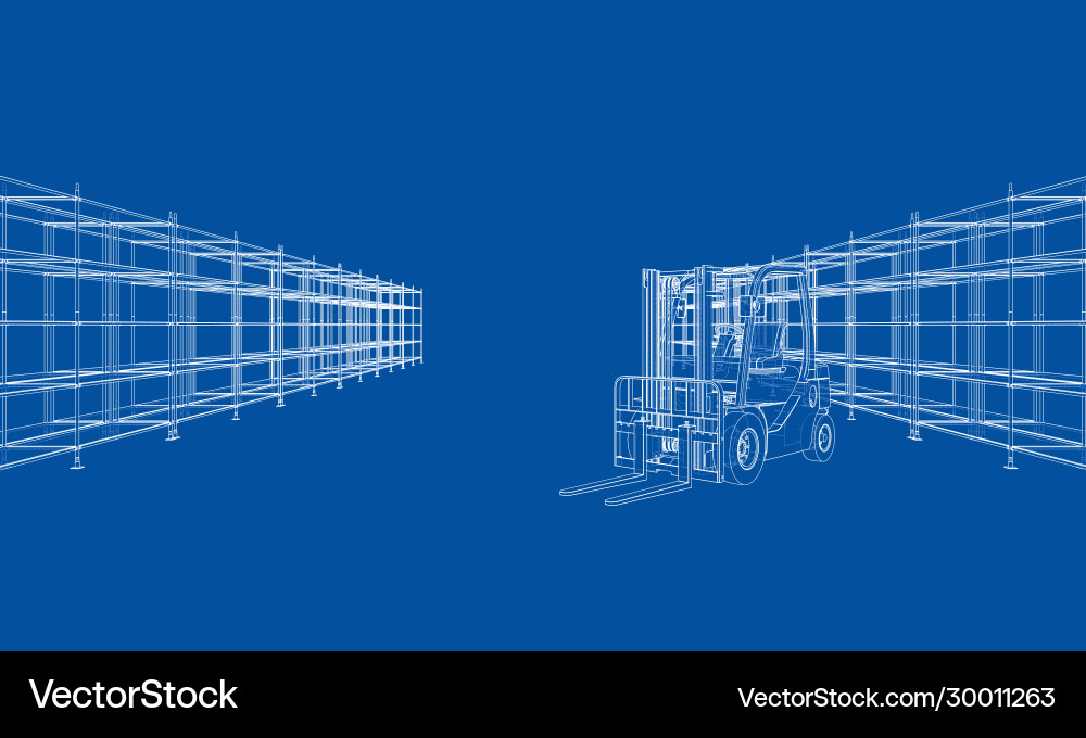 Warehouse shelves and forklift Royalty Free Vector Image