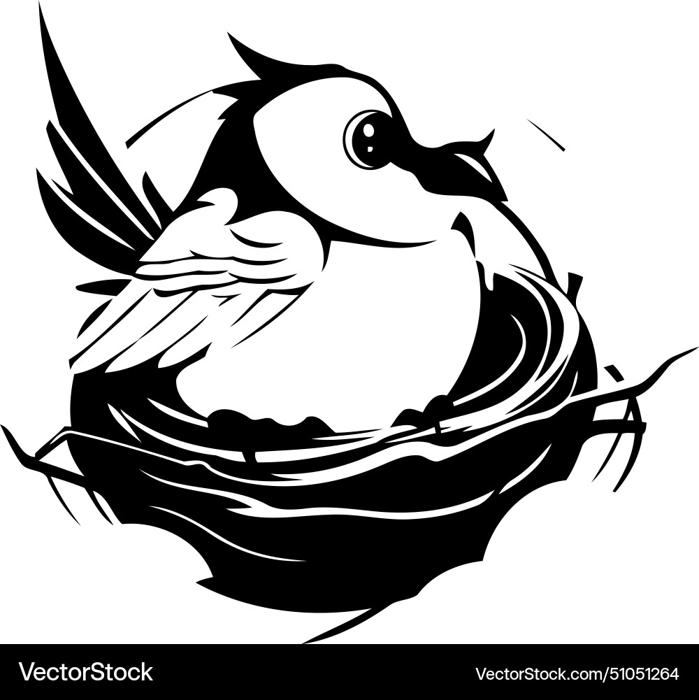 Bird in the nest Royalty Free Vector Image - VectorStock